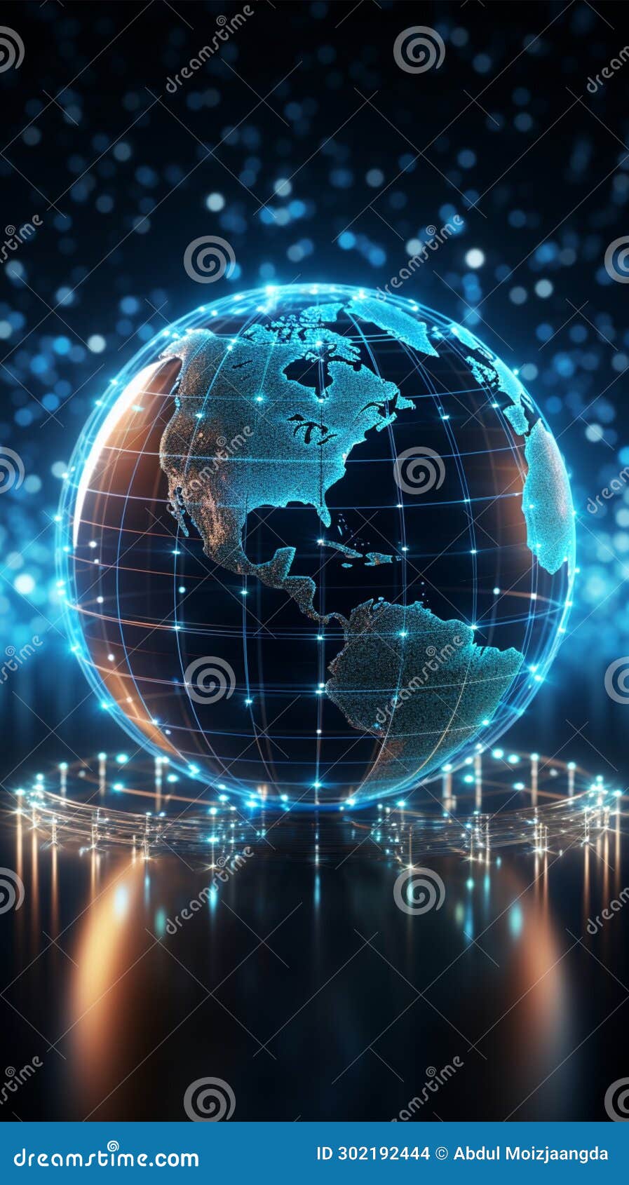 Data Constellations Globe Hologram, Lines Trace Global Communication ...