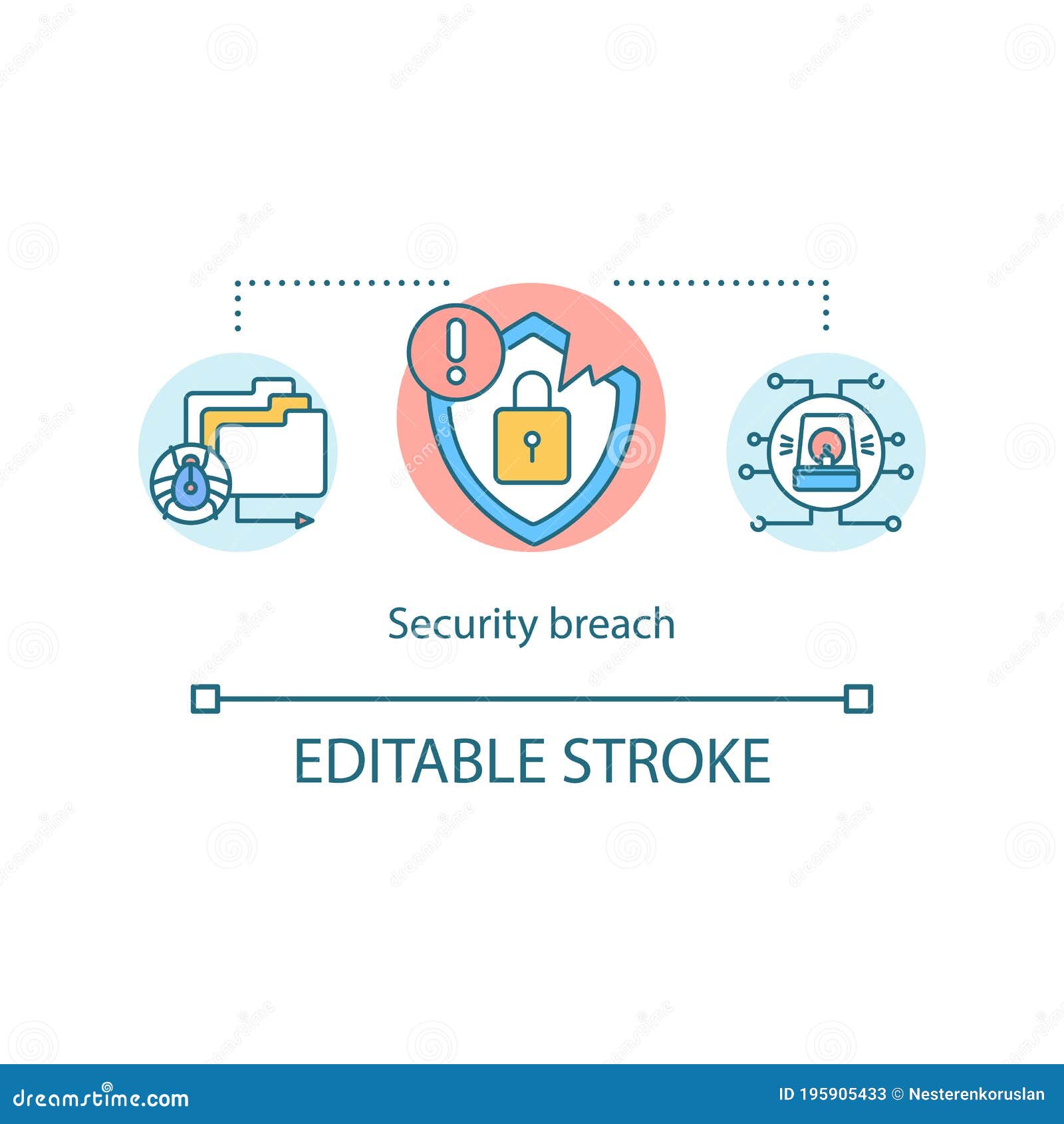 Data Cyber Security Breach Concept Icon Stock Vector - Illustration of ...