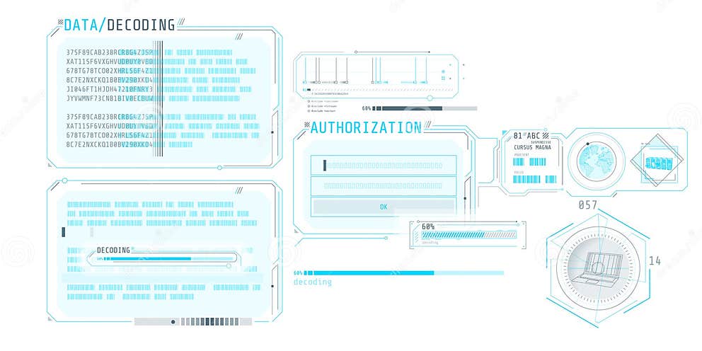 Data Decoding Program Screen with Authorization Window. Stock Vector ...