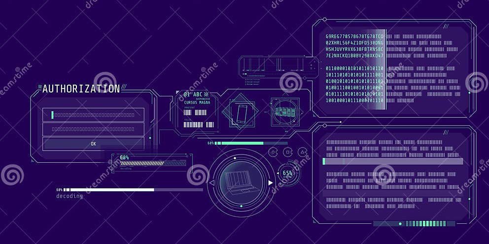 Data Decryption Program Interface with Authorization Window. Stock ...