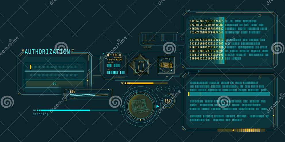 Data Decryption Program Interface with Authorization Window. Stock Illustration - Illustration ...