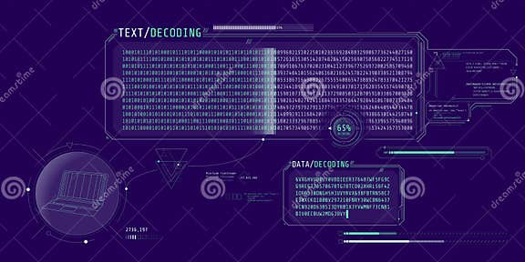 Data Decryption Screen with Text Decoding Window. Stock Illustration - Illustration of ...