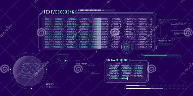Data Decryption Screen with Text Decoding Window. Stock Illustration - Illustration of ...