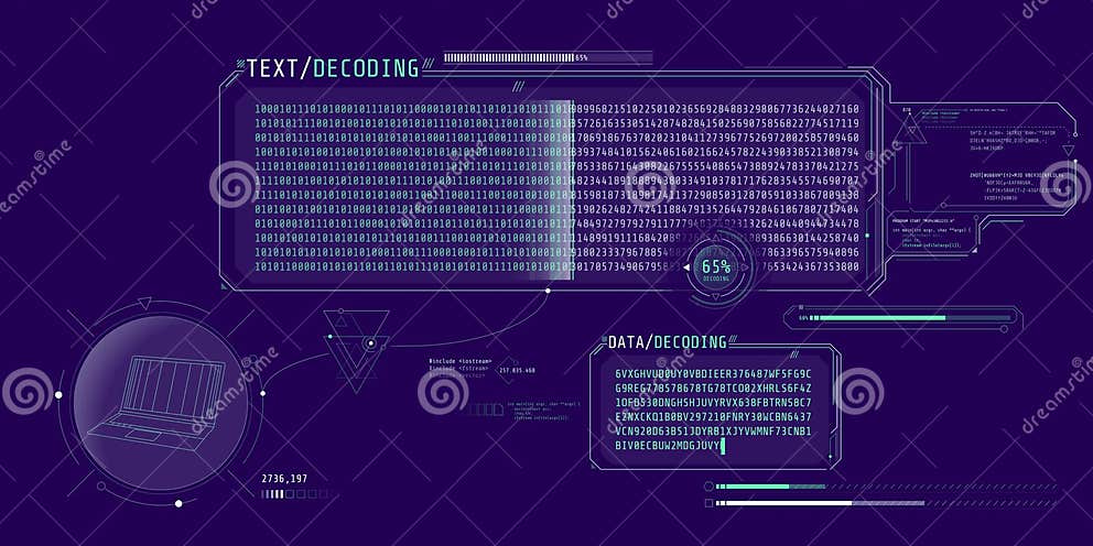 Data Decryption Screen with Text Decoding Window. Stock Illustration ...