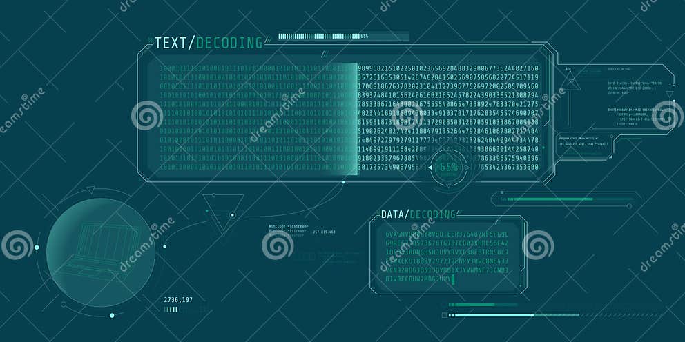 Data Decryption Screen with Text Decoding Window. Stock Vector - Illustration of code, software ...