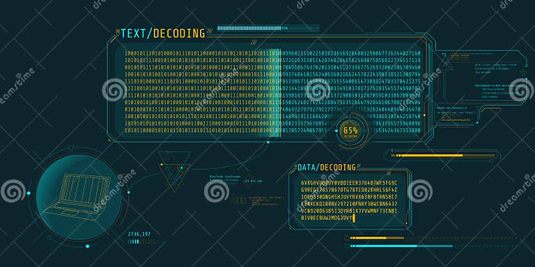Data Decryption Screen with Text Decoding Window. Stock Illustration ...