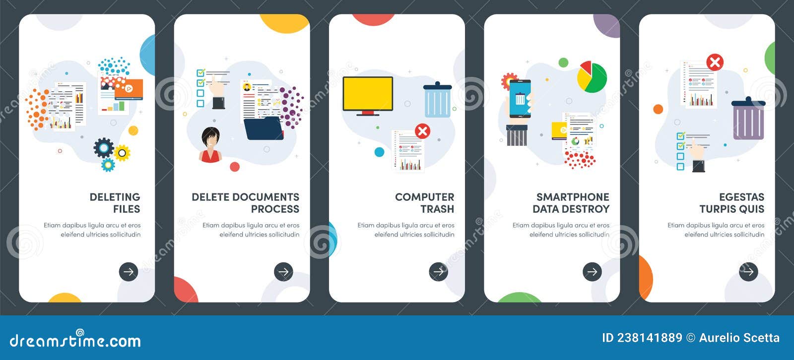 Data, Delete, Information, File and Computer Trash Icons Stock Vector ...