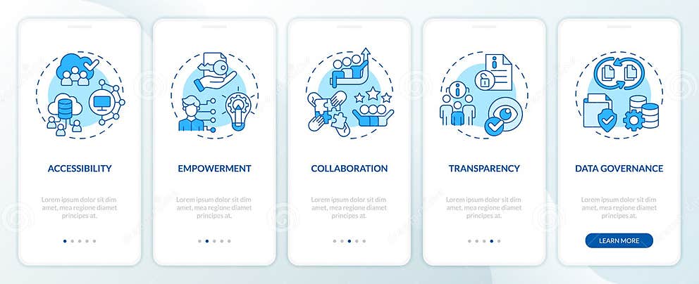 Data Democratization Concept With Blue Thin Line Icons Stock Vector