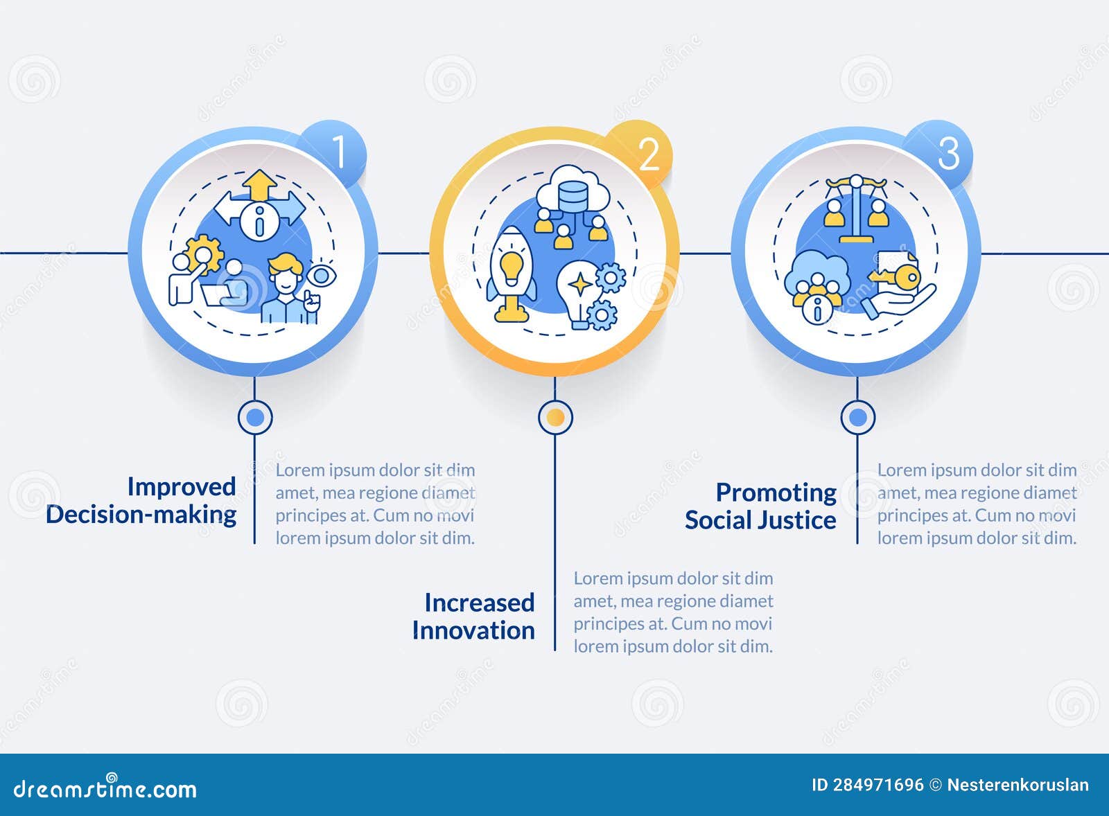 Data Democratization Layout With Line Icons Concept Stock Vector
