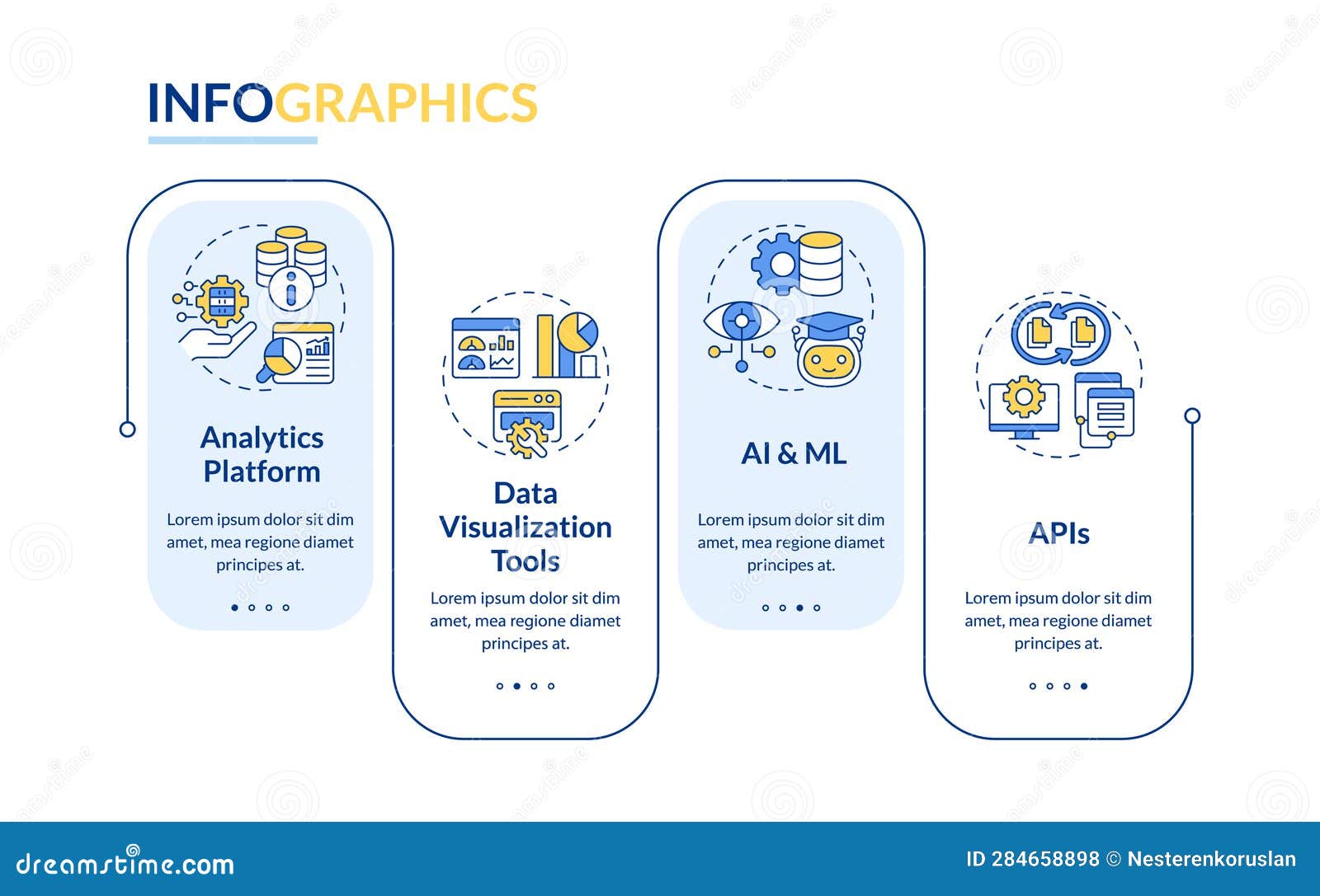 Data Democratization Layout With Line Icons Stock Vector Illustration
