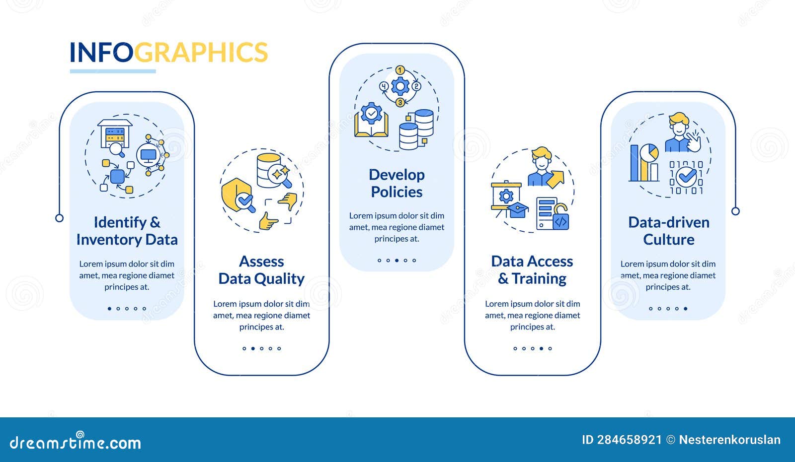 Data Democratization Layout With Line Icons Stock Vector Illustration