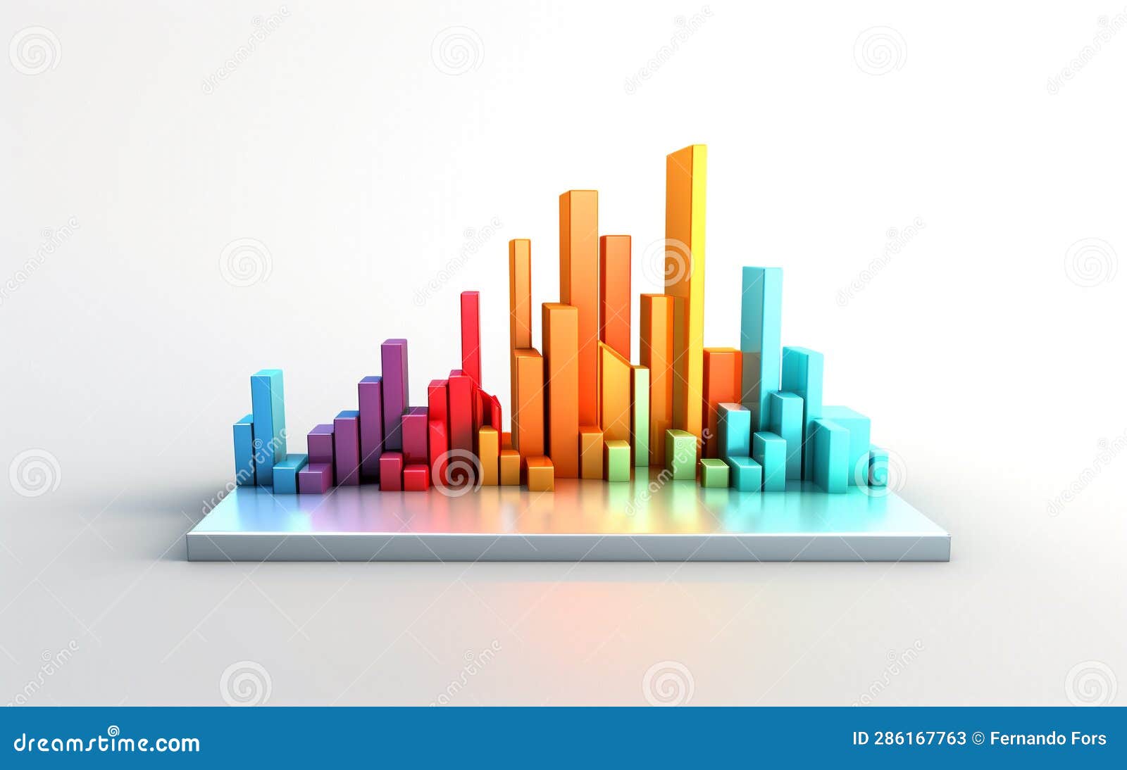 Data in Depth: White Background 3D Chart Illustration Stock ...