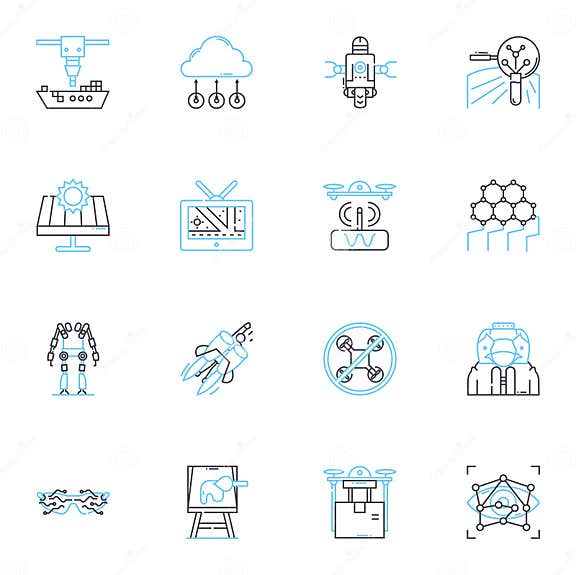Data Development Linear Icons Set. Integration, Extraction ...