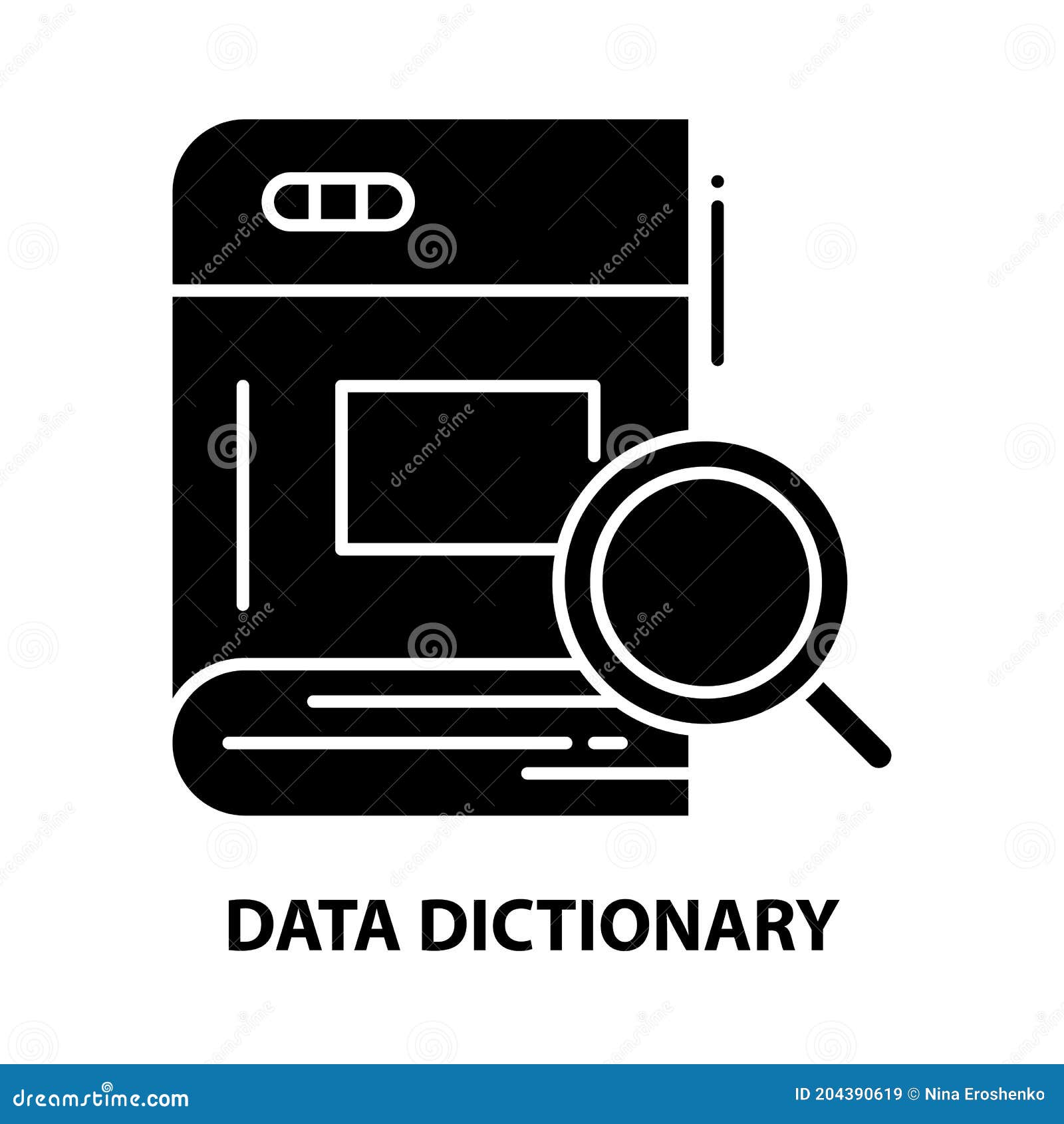 Data Dictionary Icon, Black Vector Sign with Editable Strokes, Concept ...