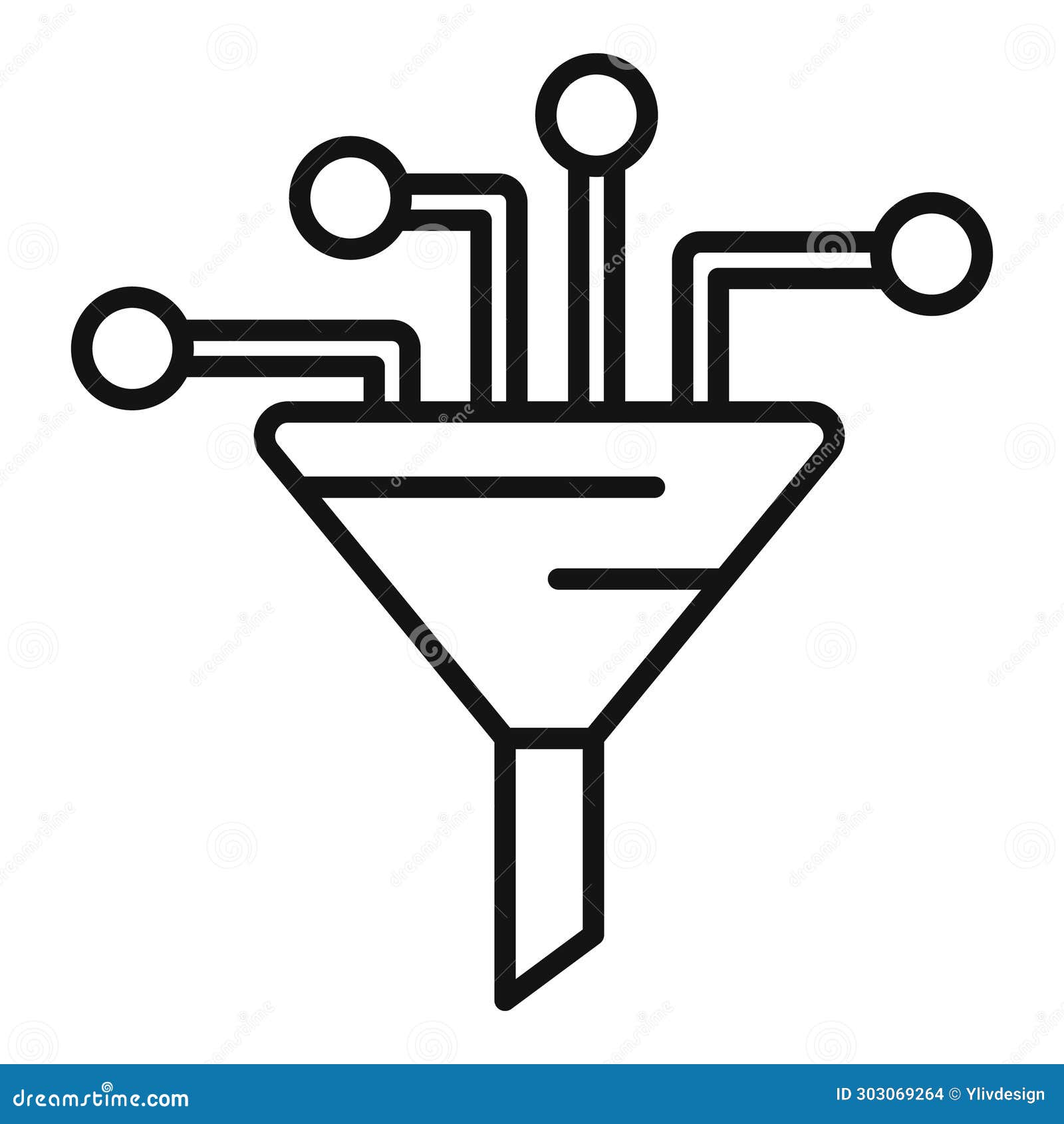 Digital Funnel, Vector Illustration. Network Connections With Points ...