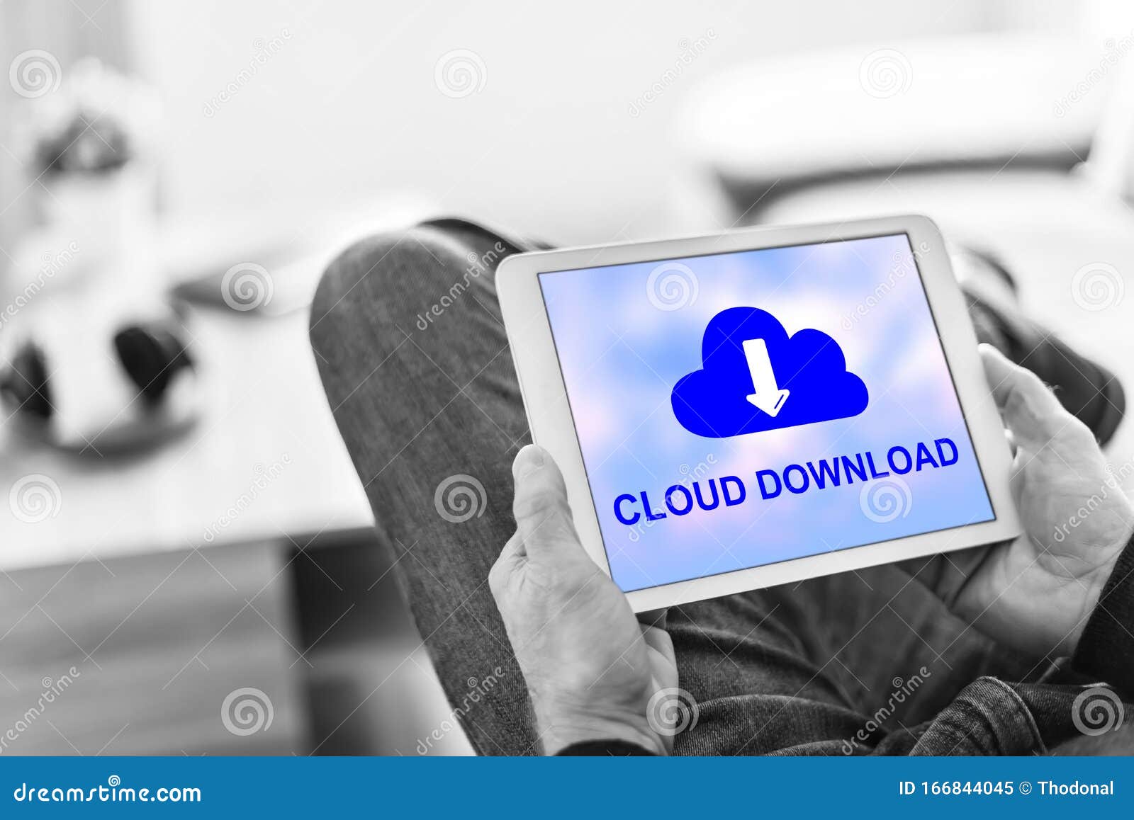 Data Download Concept on a Tablet Stock Image - Image of server, data ...