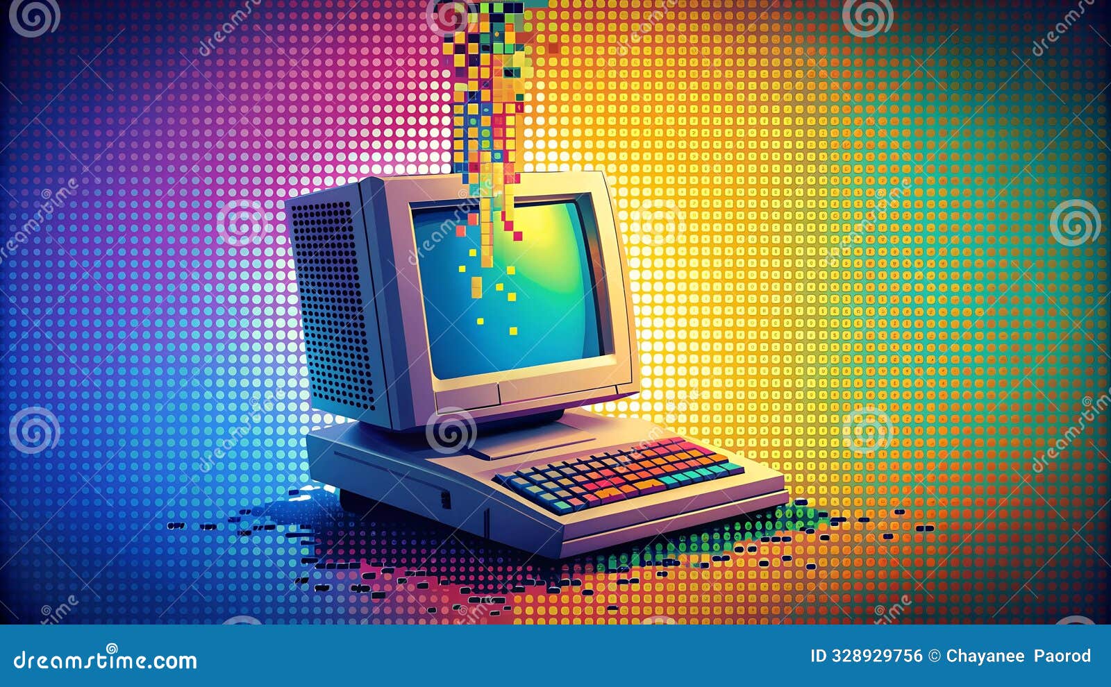 Data Drip: a Halftone Computer Leaking Colorful Pixels AI Generated ...