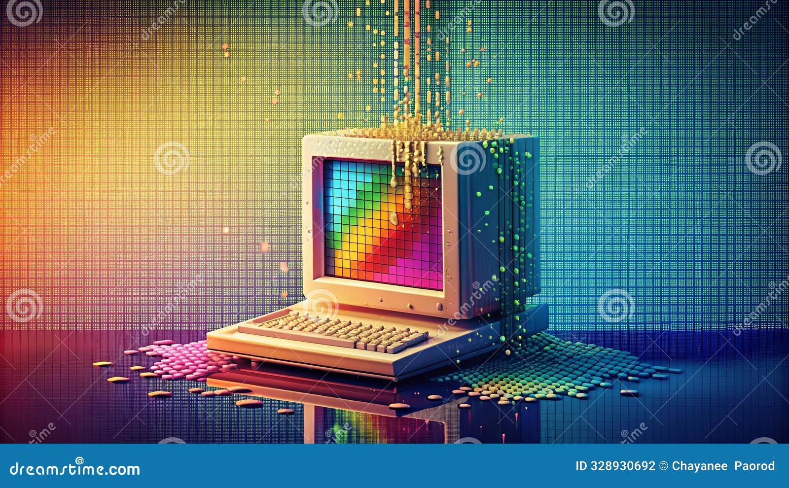 Data Drip: a Halftone Computer Leaking Colorful Pixels Generative AI ...