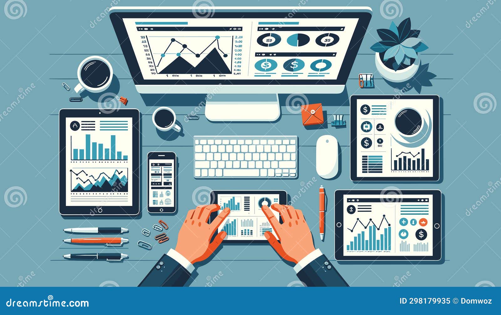Data-Driven Decision Desk stock vector. Illustration of information ...