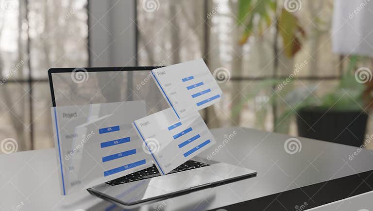 Dynamic Screen Display with Data Analysis Graphics. Perfect for Website ...