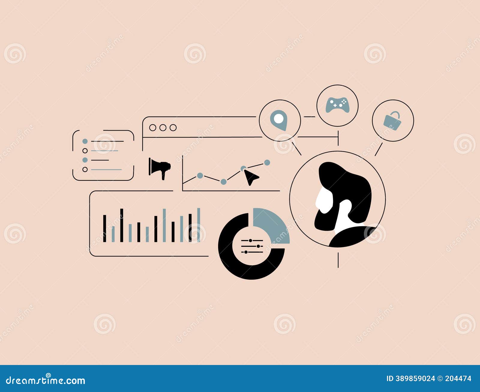 Data-driven Interface With Line Charts, Bar Graphs, A Radar Chart, World Map. Complex System For ...