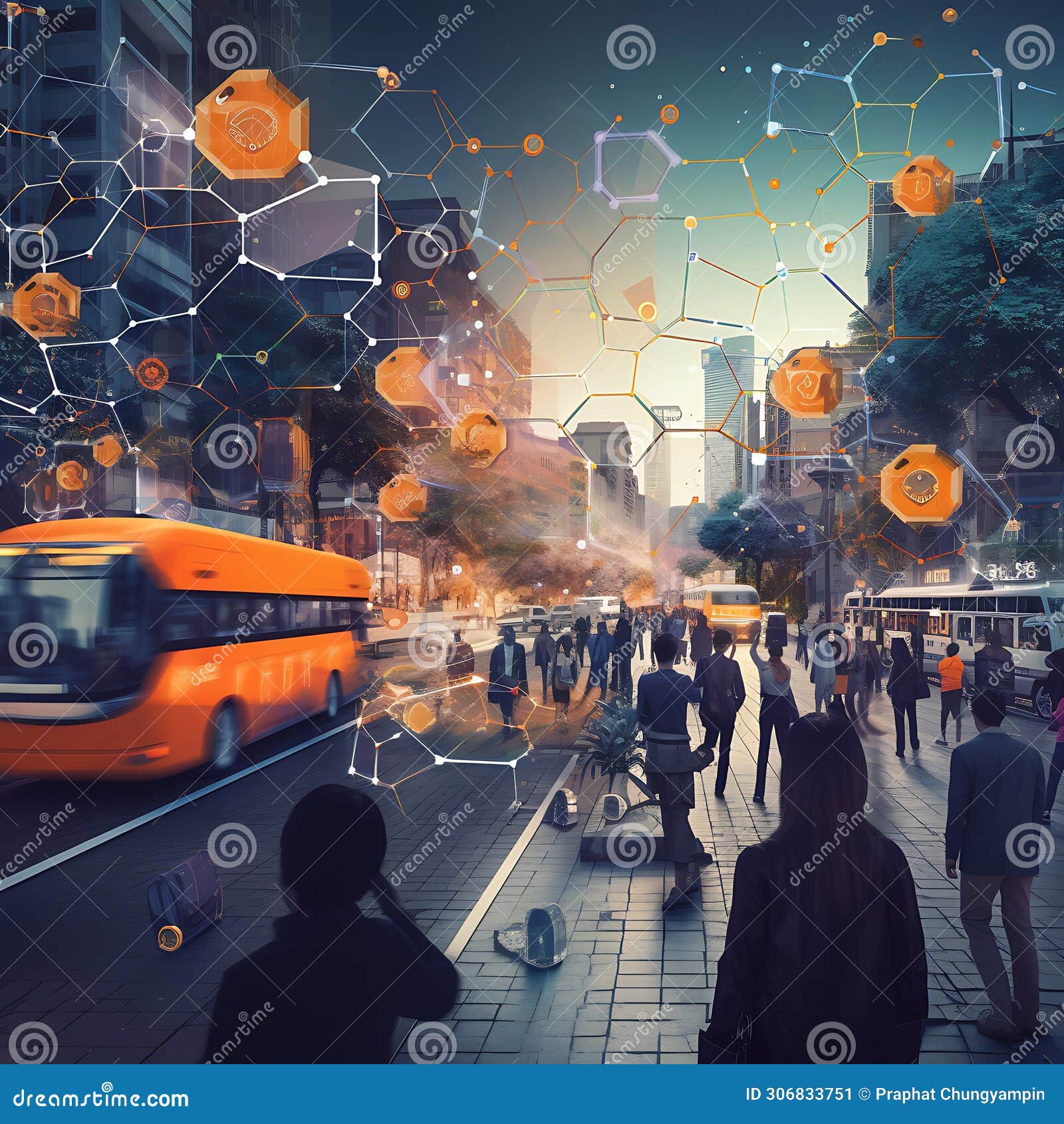 Data-Driven Public Transit in a Connected Urban Environment Stock Image ...