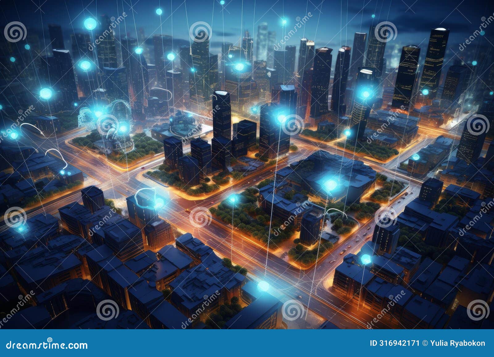 Data-driven Smart City Ai Network Digital. Generate Ai Stock Image ...