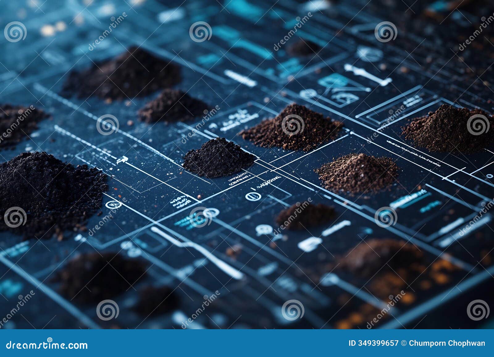 Data Driven Soil Composition Analysis Blueprint with Technical Icons ...