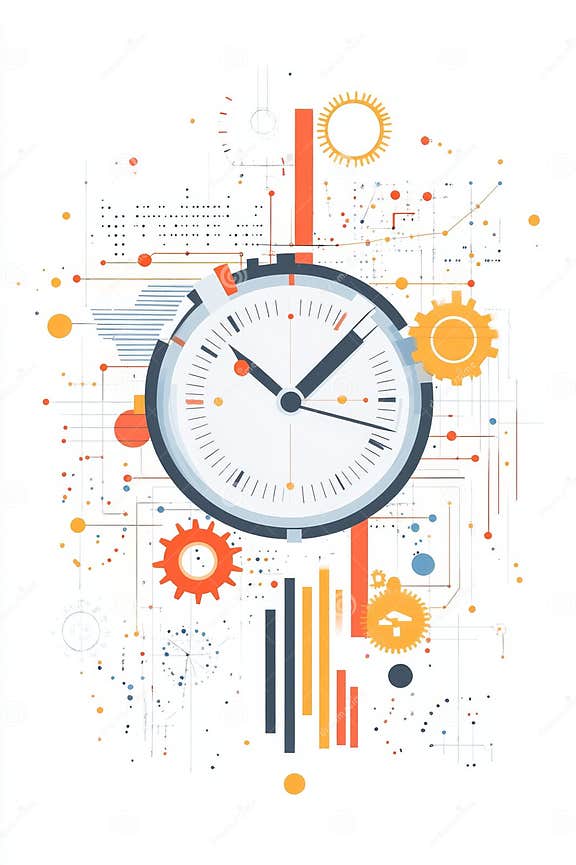 Data-Driven Timepiece: Analytical Gear Clock Stock Illustration ...