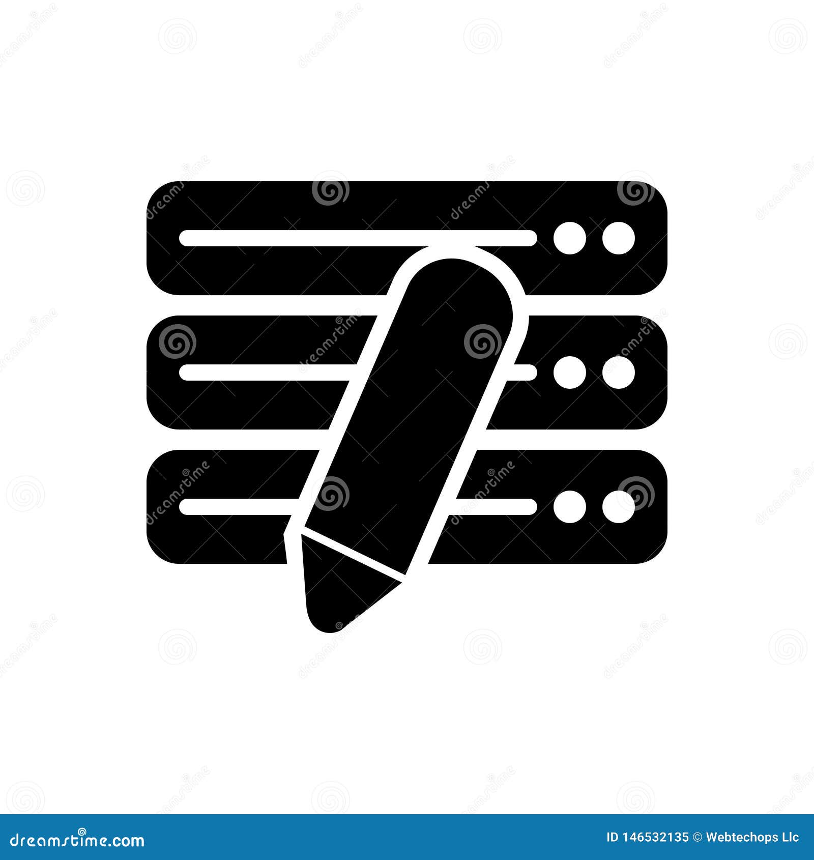 Black Solid Icon for Data Edit, Modification and Data Stock Vector ...