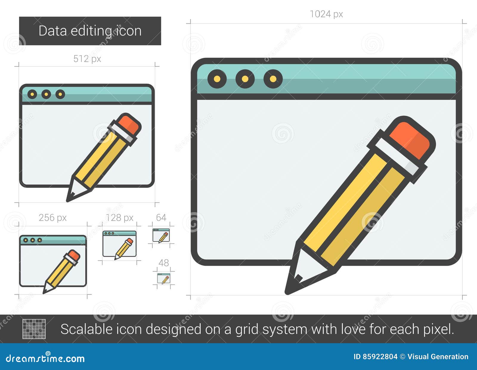 Data editing line icon. stock vector. Illustration of line - 85922804