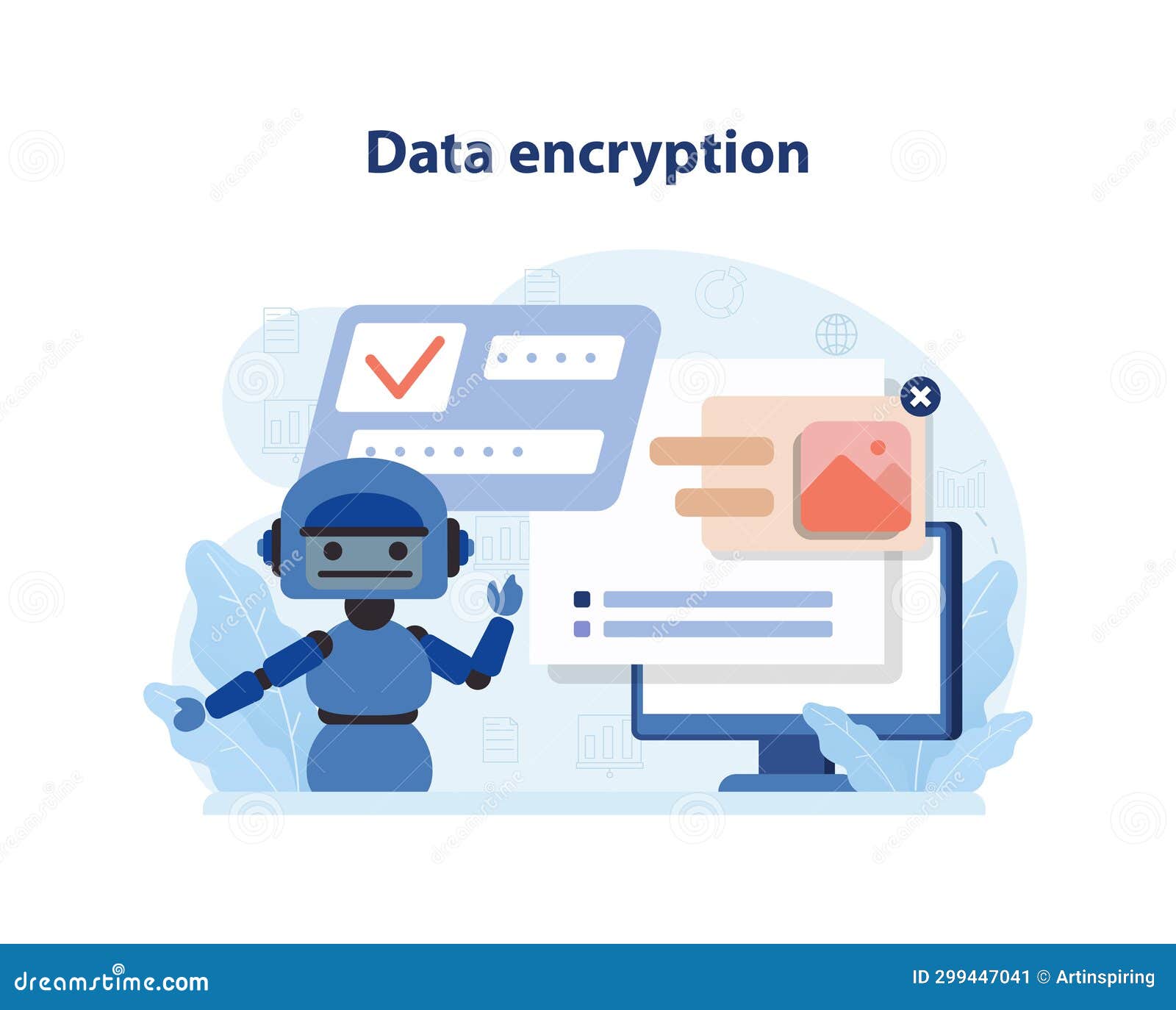 Data Encryption Concept. Flat Vector Illustration Stock Illustration - Illustration of shield ...