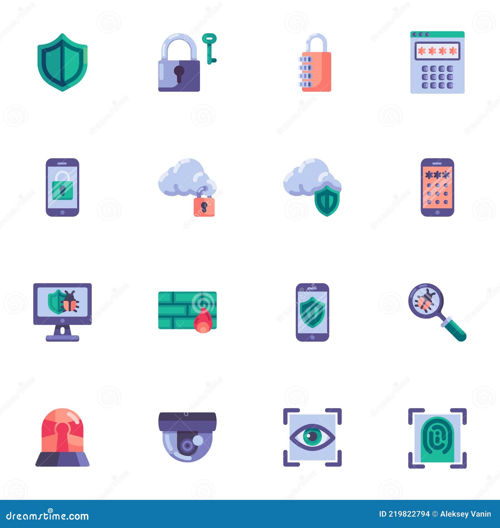 Data Encryption Elements Collection Vector Illustration | CartoonDealer ...