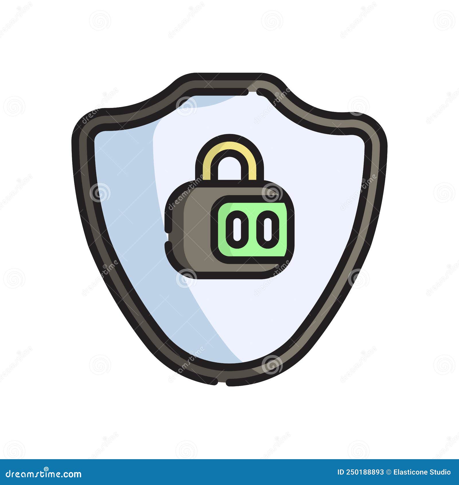 Data Encryption Icon Vector Illustration. Flat Outline Cartoon. Cyber ...