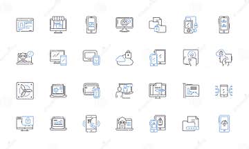 Data Encryption Line Icons Collection. Cryptography, Privacy, Security ...