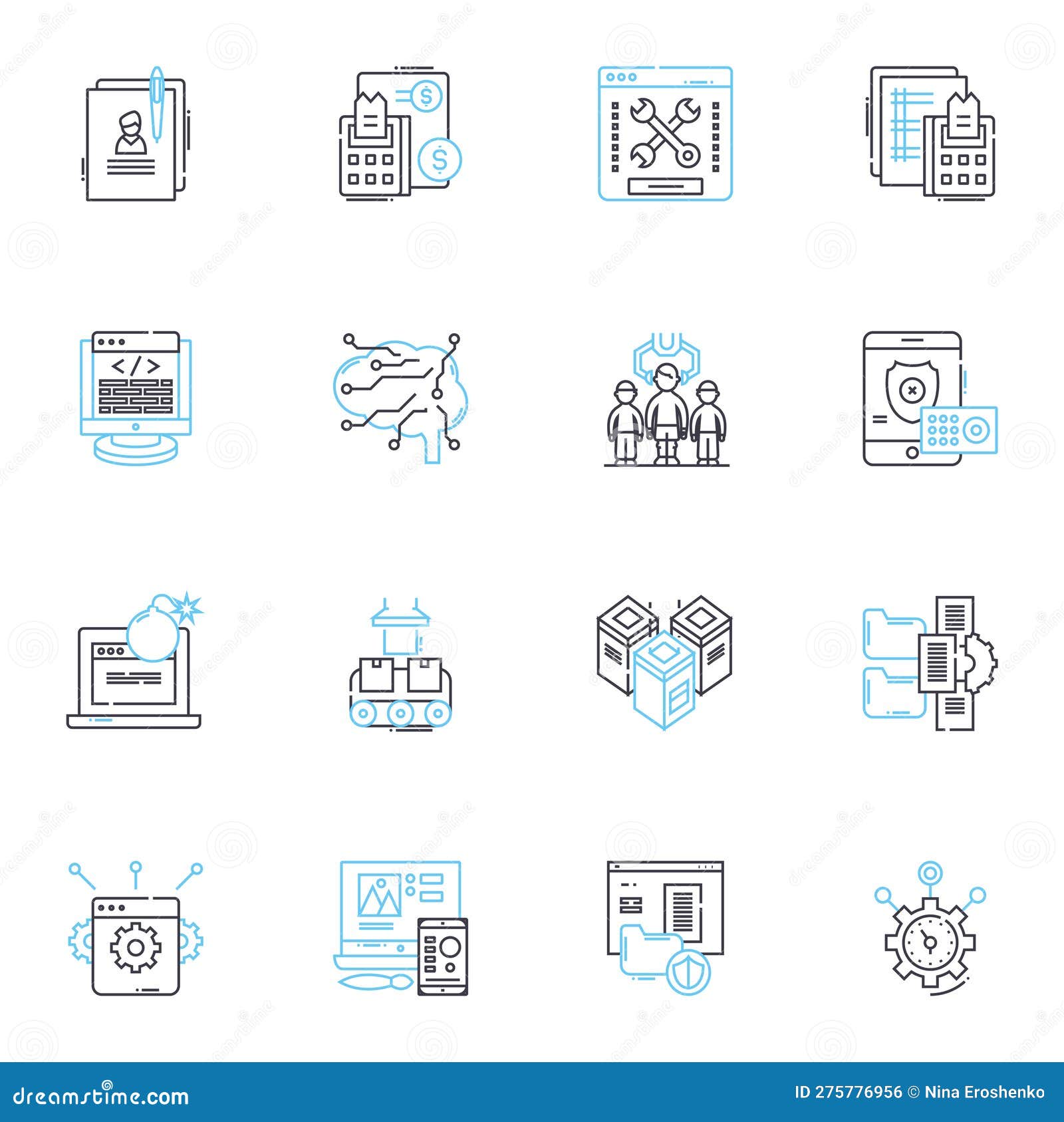 Data Encryption Linear Icons Set. Cryptography, Security, Privacy ...