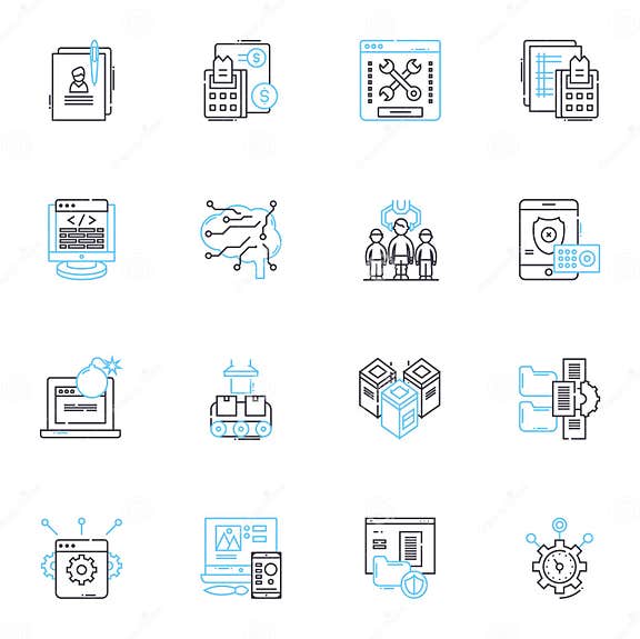 Data Encryption Linear Icons Set. Cryptography, Security, Privacy ...