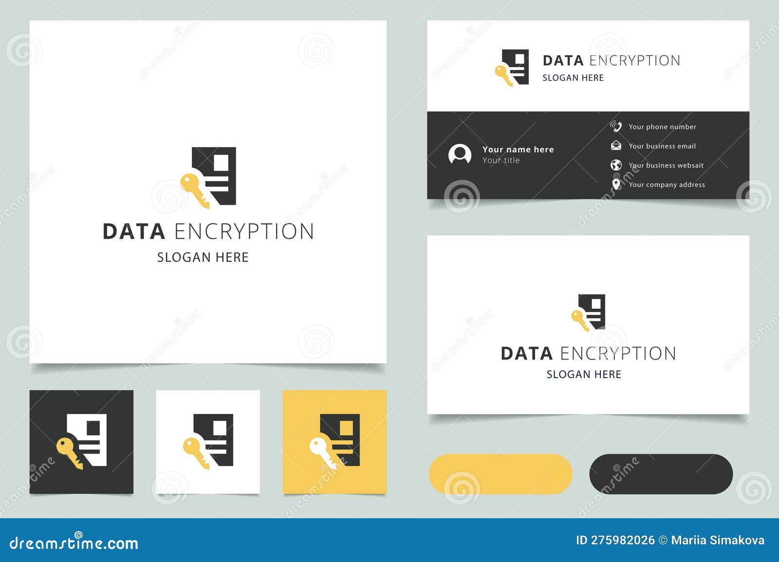 Data Encryption Logo Design with Editable Slogan. Branding Book and ...