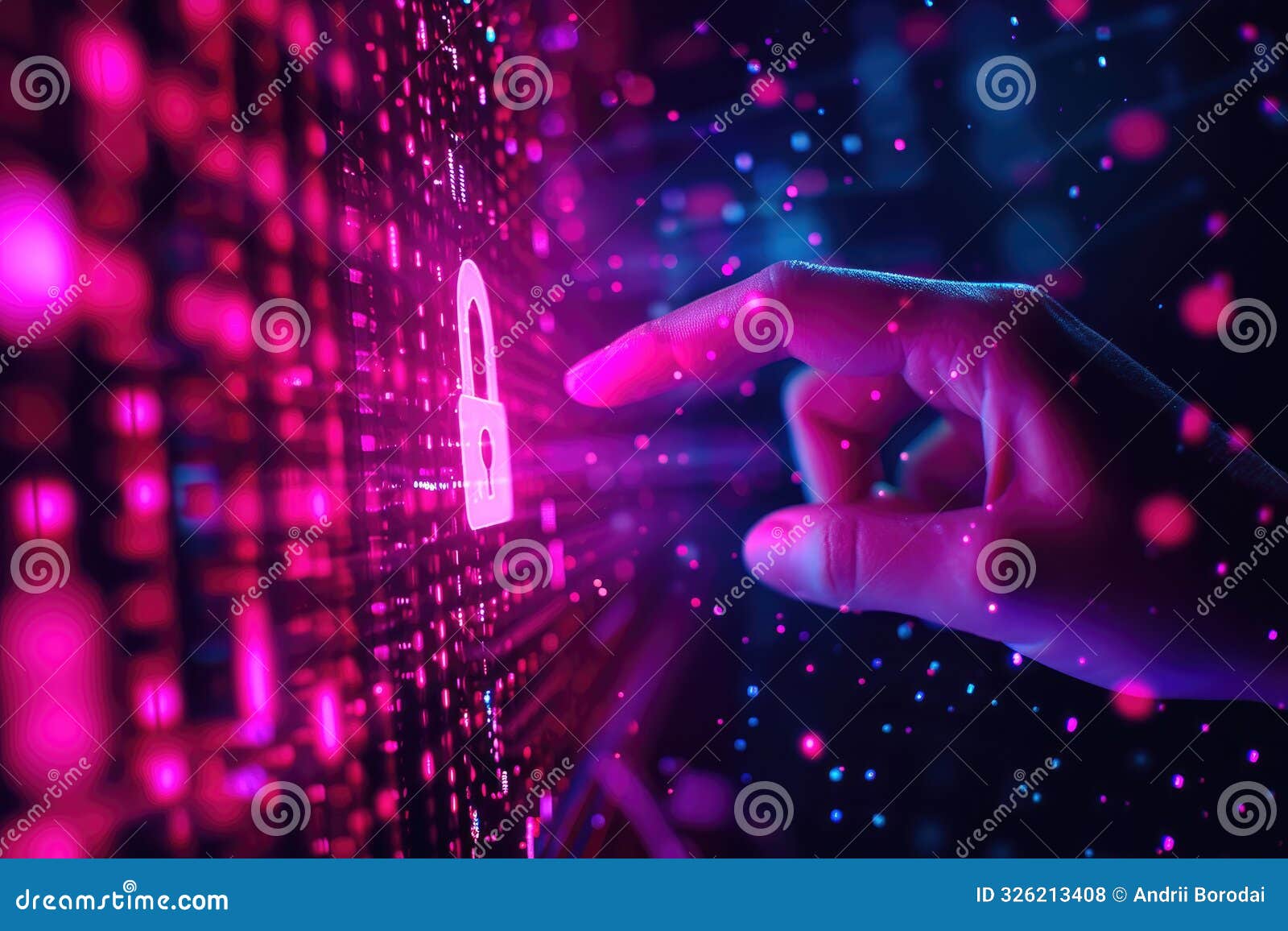 Data Encryption and Privacy: Hand Pointing To Virtual Lock Symbol ...