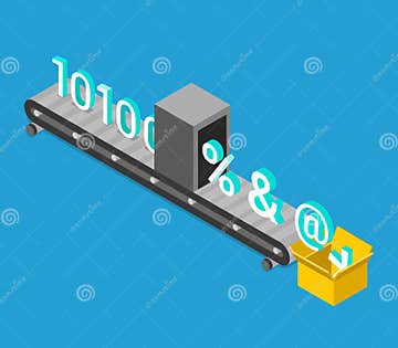 Data Encryption Process Binary Converting Flat Isometry Vector Stock ...
