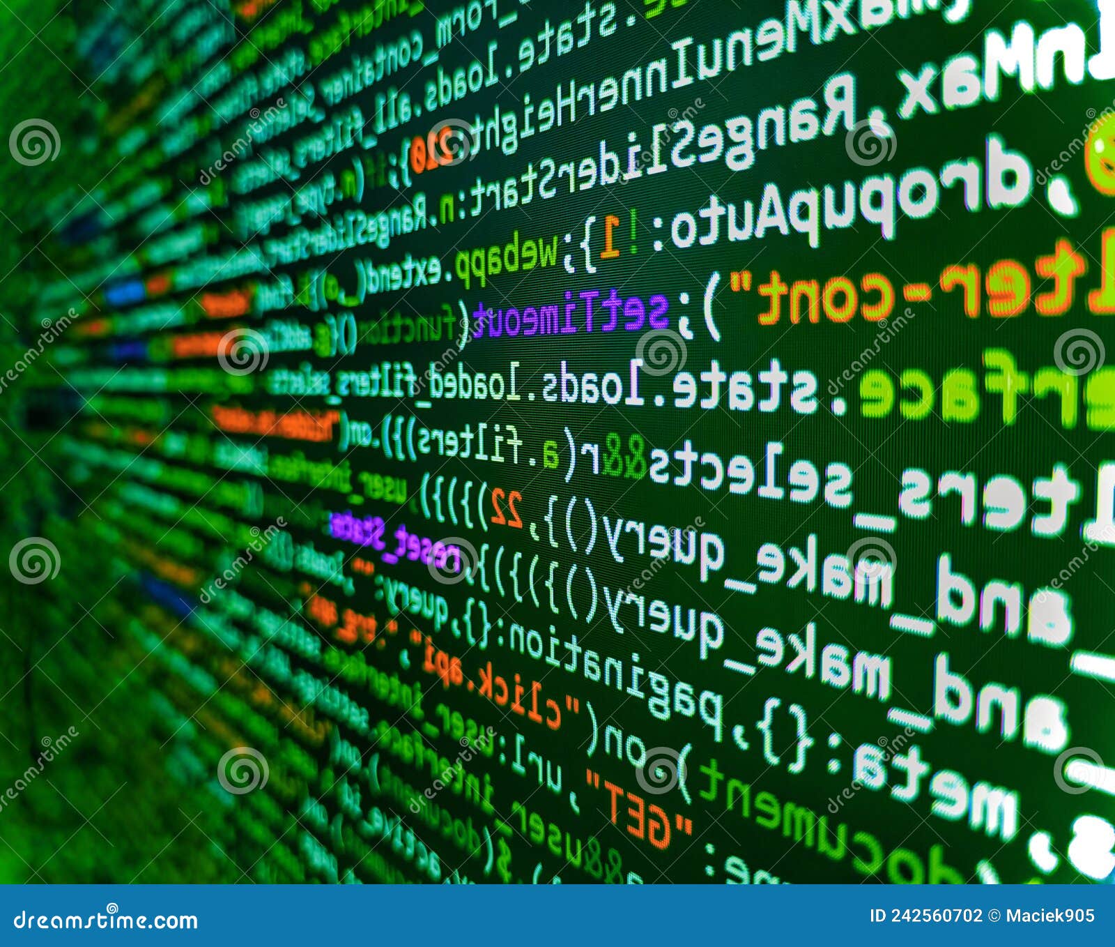 Data Encryption Security Code On A Computer Display Close Up Application Web Source Code On