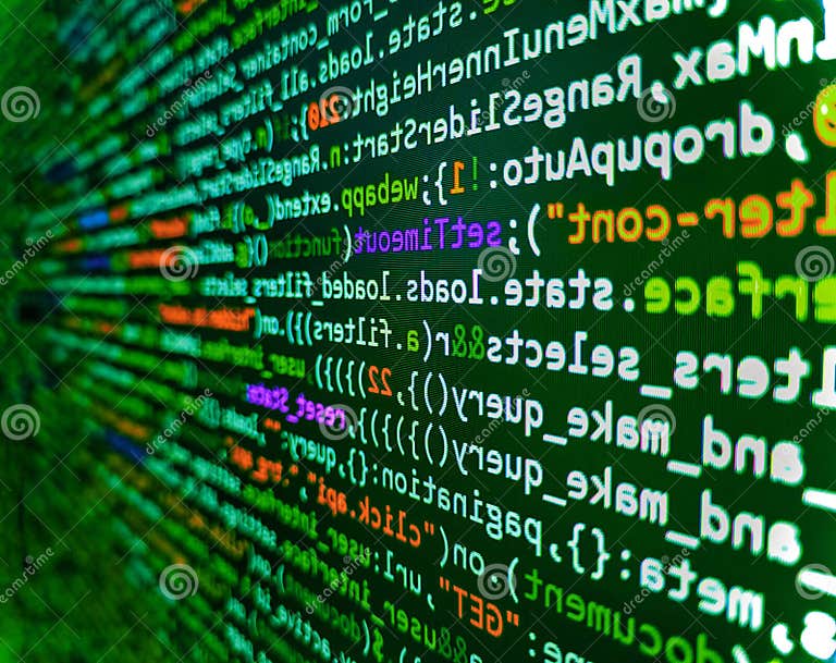 Data Encryption Security Code On A Computer Display Close Up Application Web Source Code On