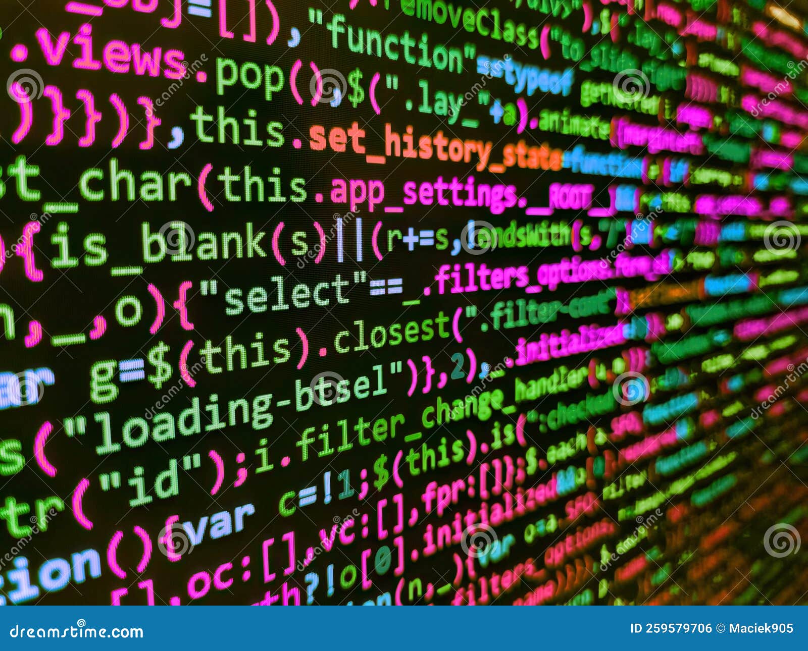 Data Encryption Security Code On A Computer Display Close Up Programming Coding With Editor