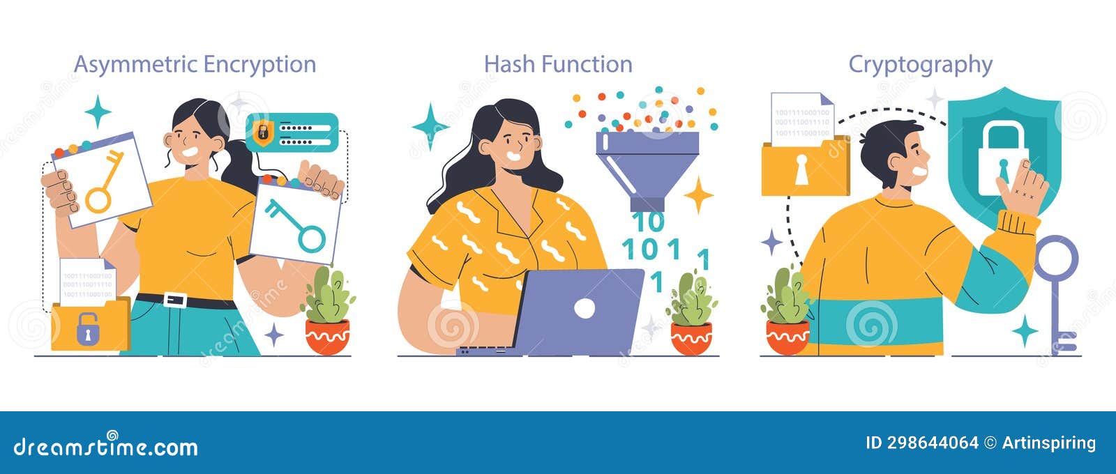 Data Encryption Set Personal Information Internet Access Or Database Stock Illustration