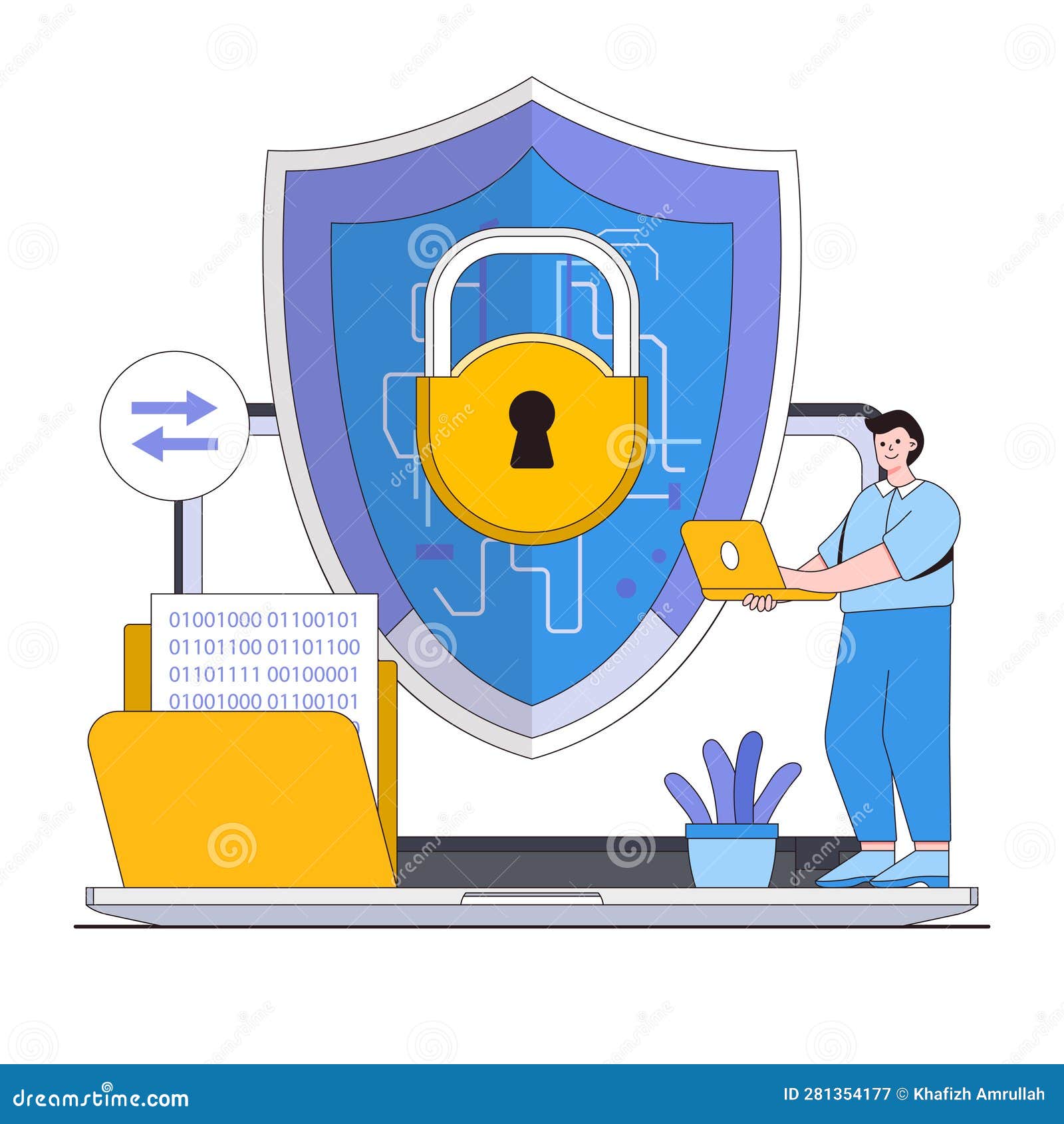 Data Encryption Vector Illustration Concept with Characters. Secure ...