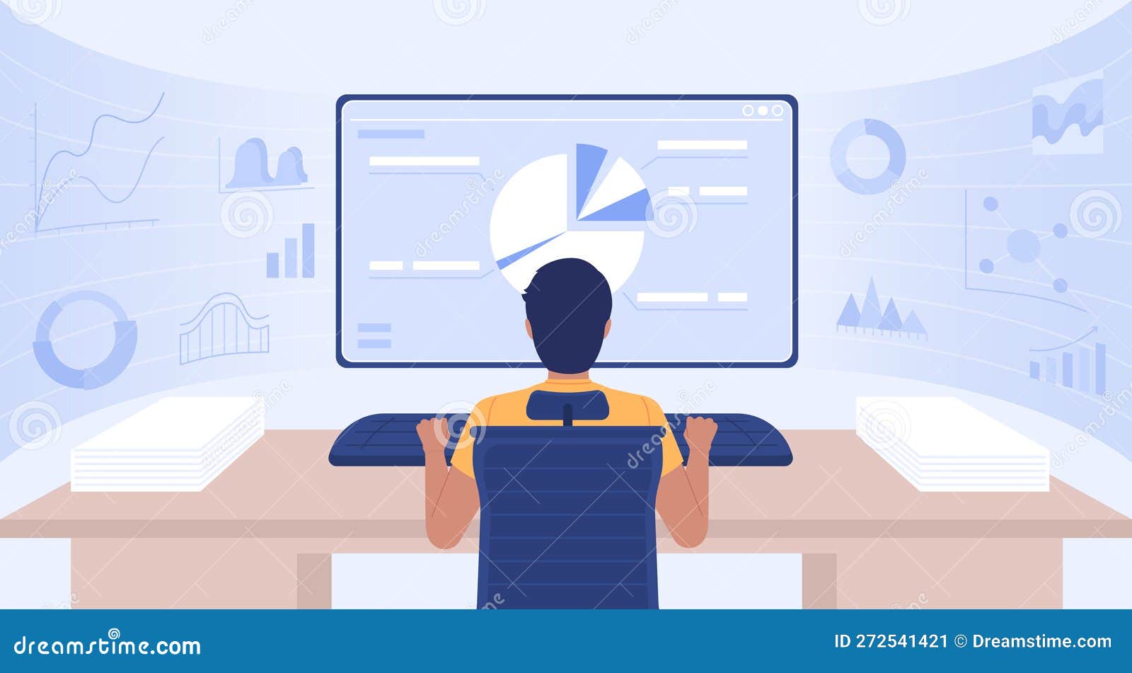 Data Engineer at Computer Making Graphs Flat Color Vector Illustration ...