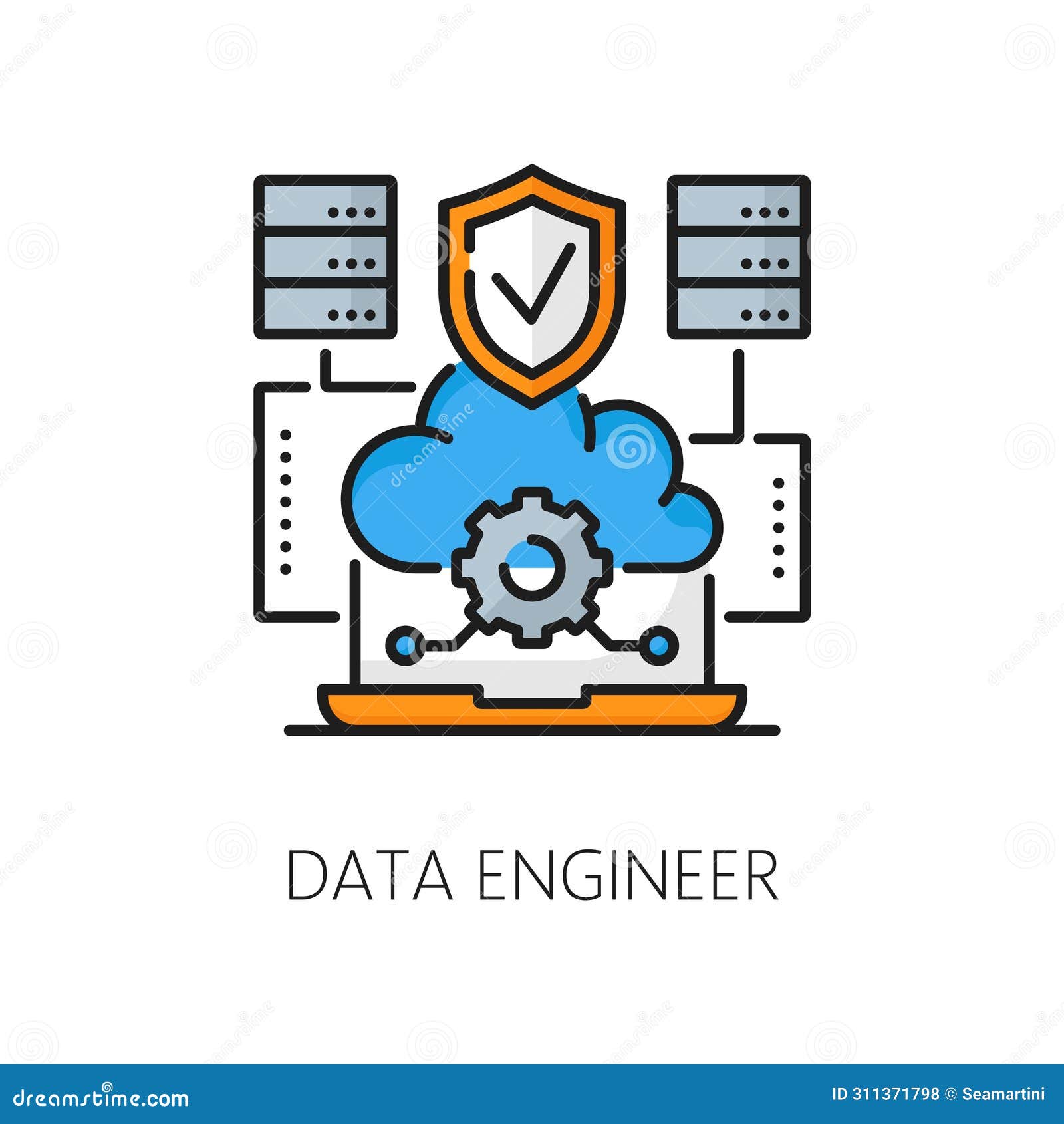 Data Engineer, Web Development Job Outline Icon Stock Vector ...