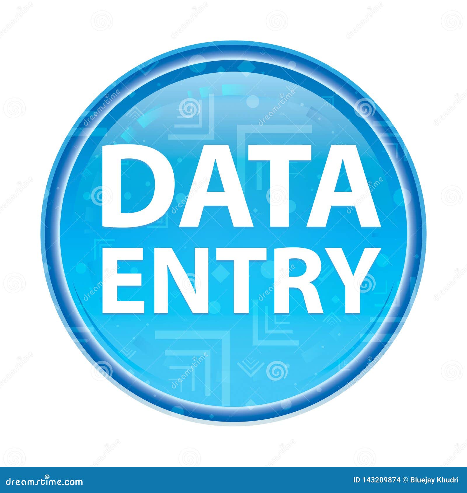 Data Entry Floral Blue Round Button Stock Illustration - Illustration ...