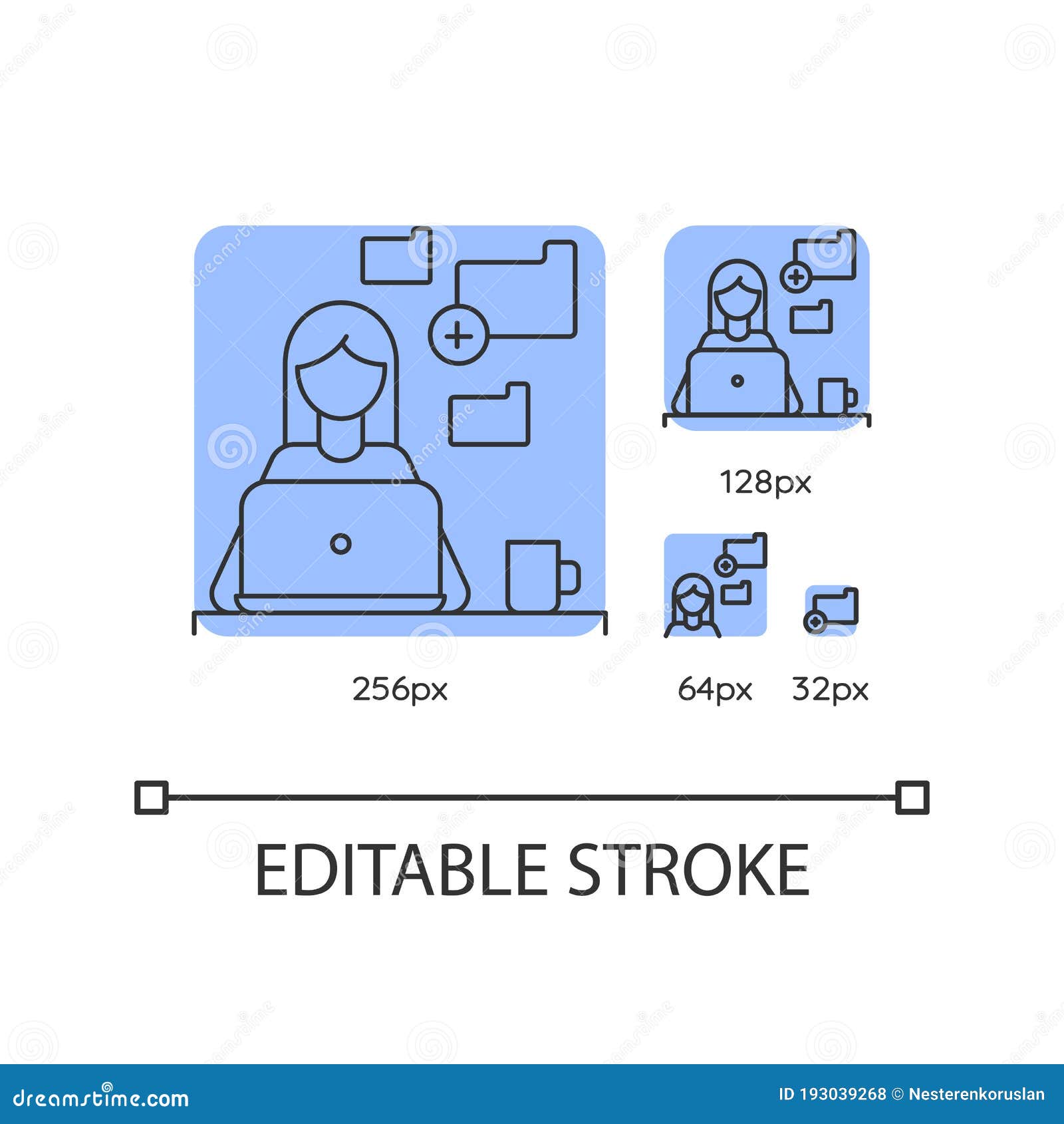 Data Entry Jobs Blue Linear Icons Set Stock Vector - Illustration of ...