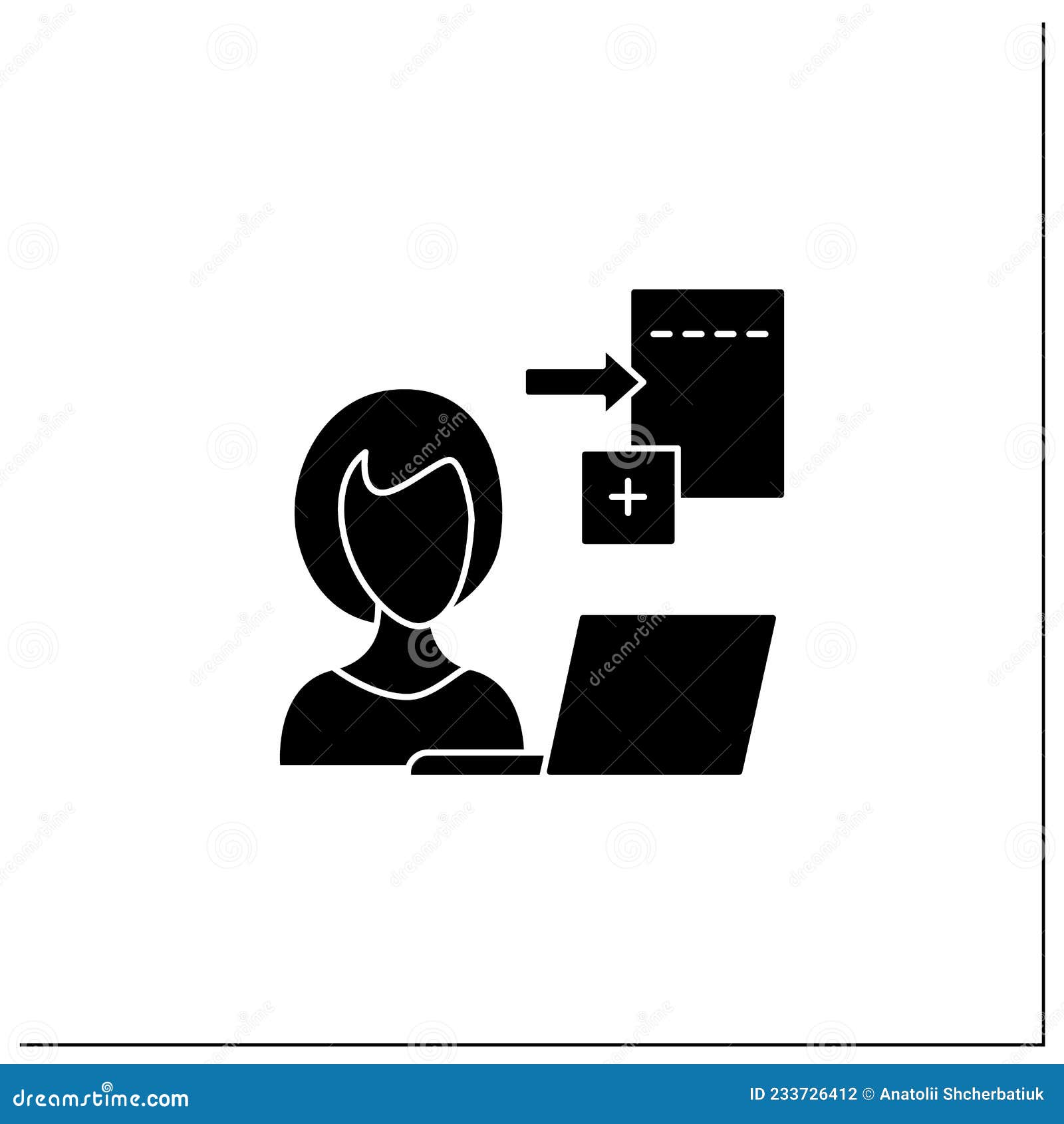 Data entry jobs glyph icon stock vector. Illustration of student ...
